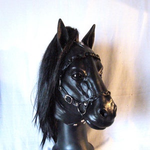 Pony Play Latex Mask, Black Horse Latex Hood, Fetish Handmade, Animal ...