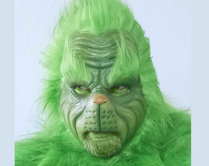 Grinch Latex Mask No Chin Christmas Green Mask Xmas Cosplay - Etsy