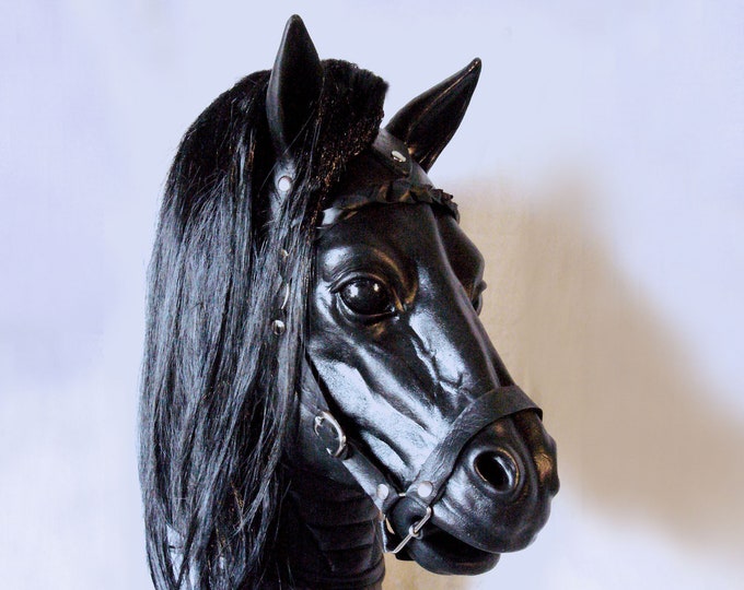 Pony Play Latex Mask, Black Horse Latex Hood, Fetish Handmade, Animal ...