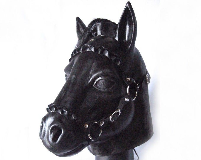 Black Horse Hood Pony Play Latex Mask Fetish Handmade - Etsy