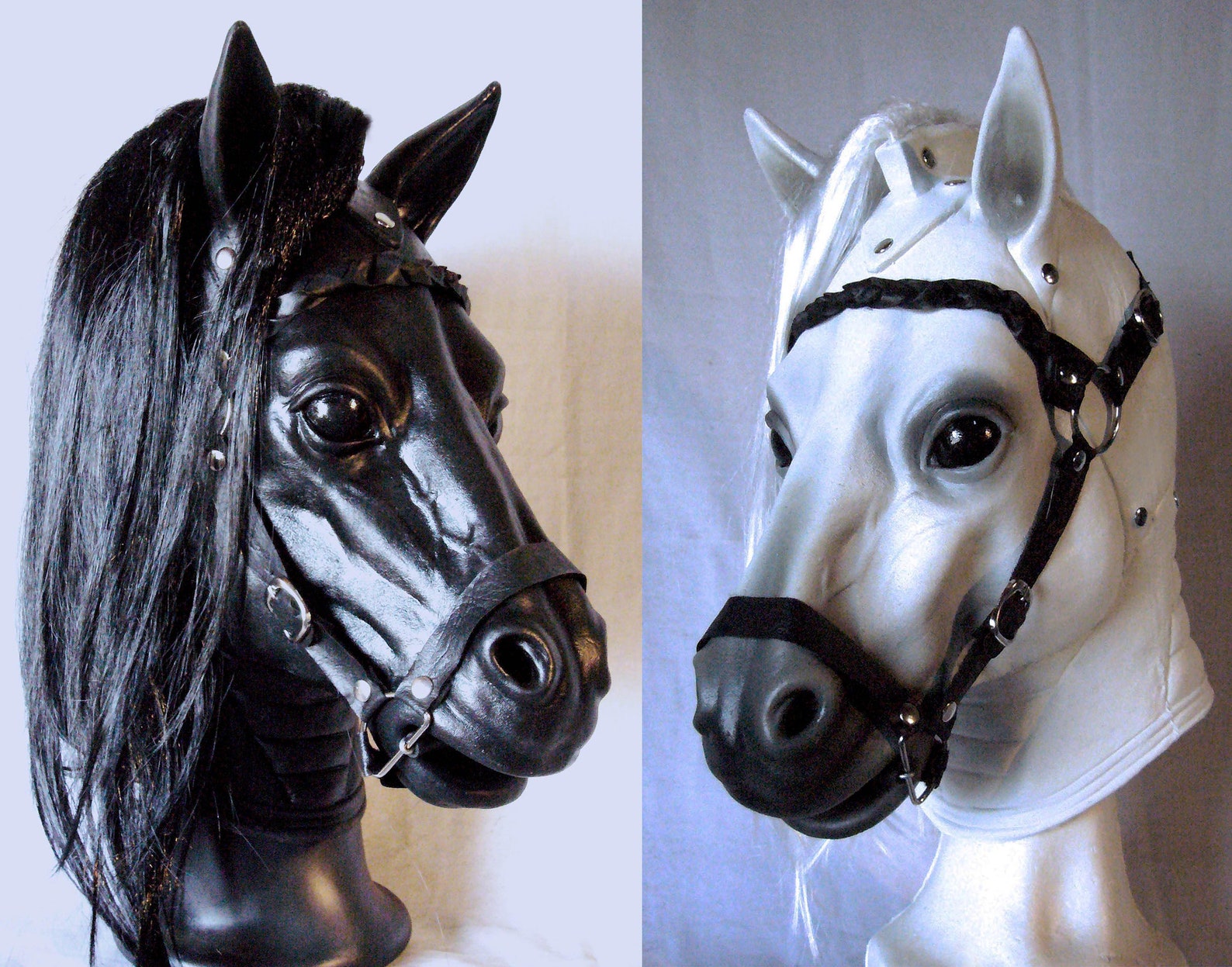 Pony Play Latex Mask, Black Horse Latex Hood, Fetish Handmade, Animal ...