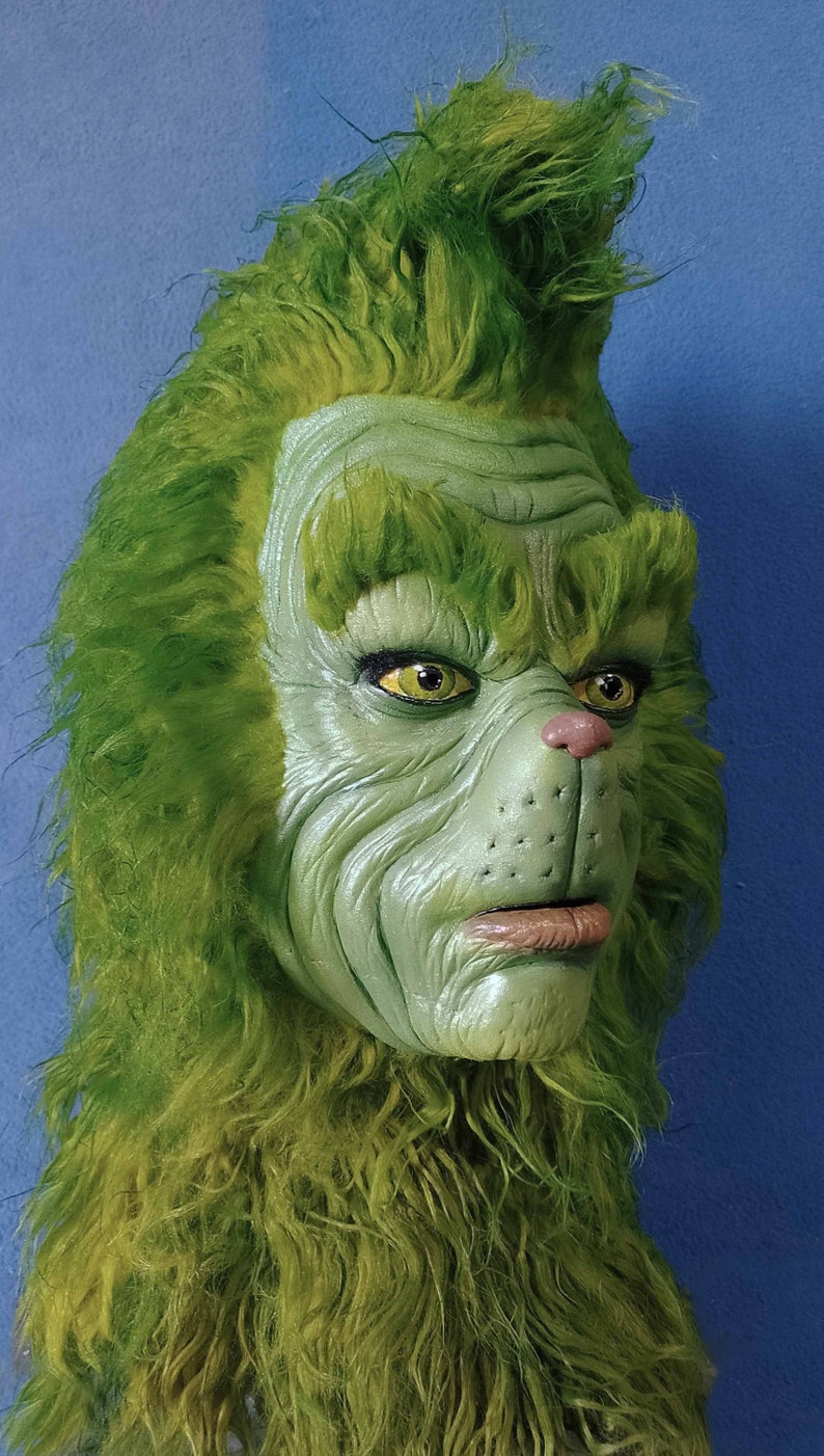 Grinch Mask With Latex Eyes Too, Greenish Yellow, Green Christmas Mask ...