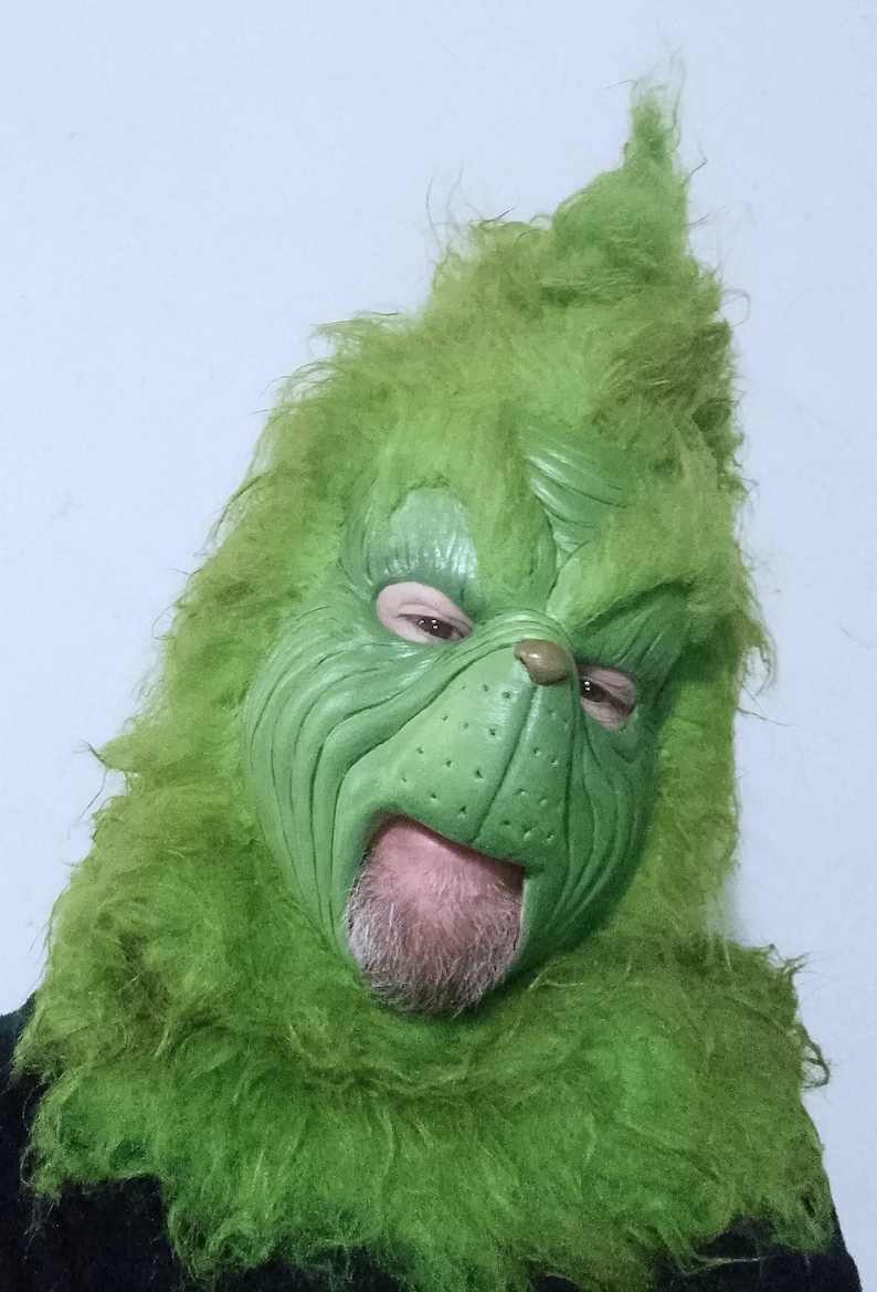 Grinch Latex Mask No Chin, Christmas Green Mask, Xmas Cosplay - Etsy