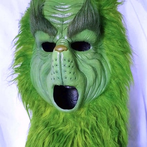 Grinch Latex Mask No Chin, Christmas Green Mask, Xmas Cosplay - Etsy