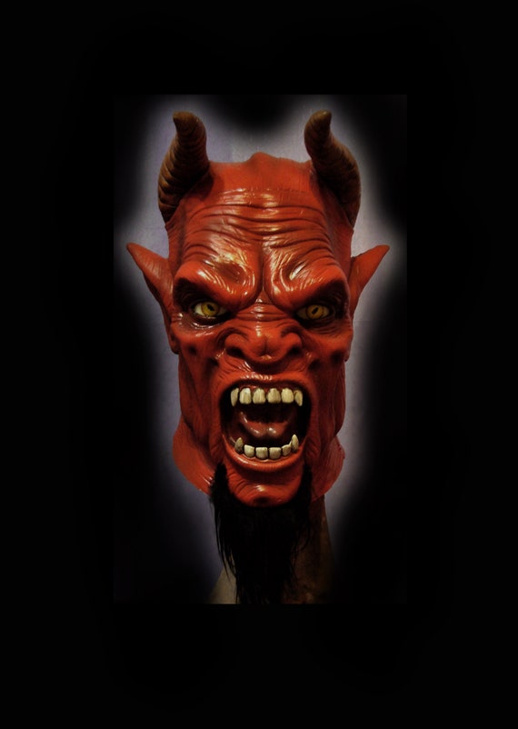 Devil Horror Latex Mask Red Demon Mask Mephisto Diablo - Etsy