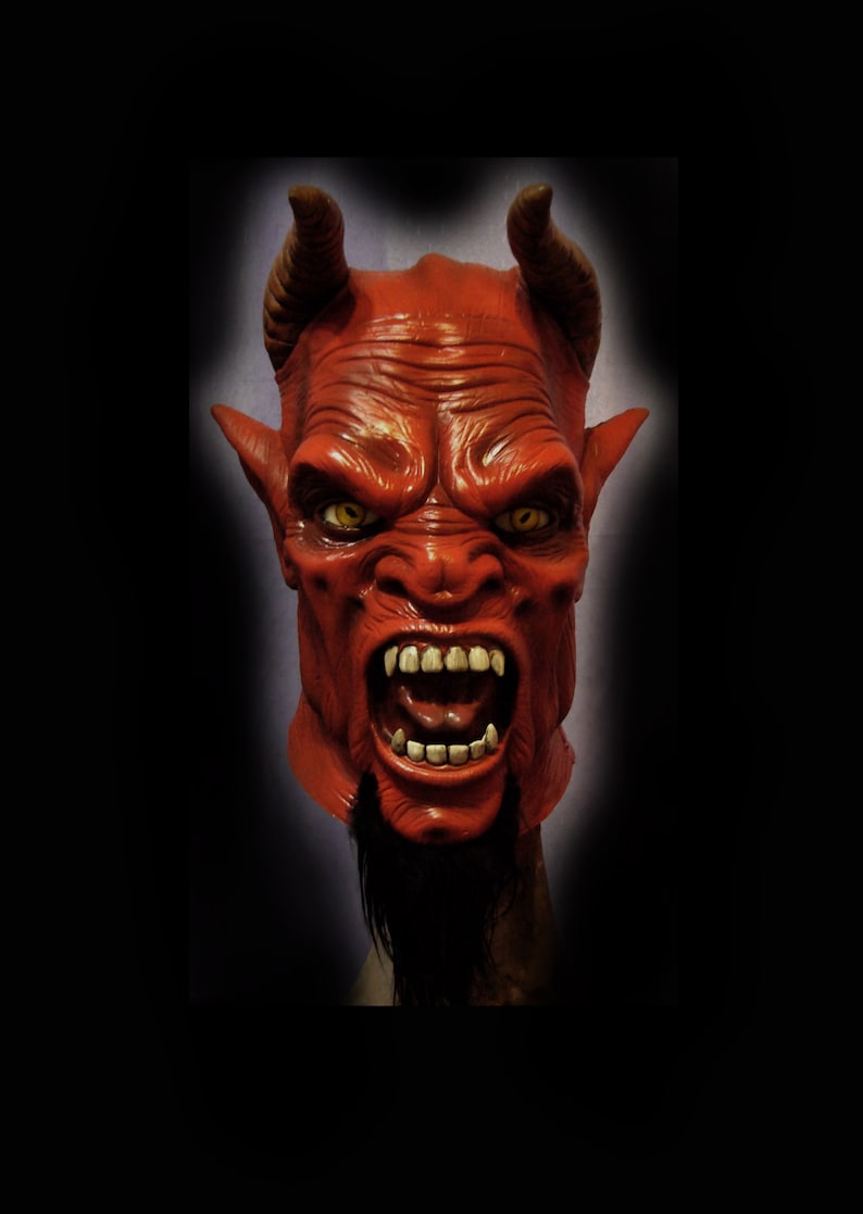 Devil Horror Latex Mask Red Demon Mask Mephisto Diablo - Etsy