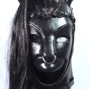 Pony Girl Latex Mask, Black Female Horse Hood, Bdsm Fetish Mask, Sexy ...