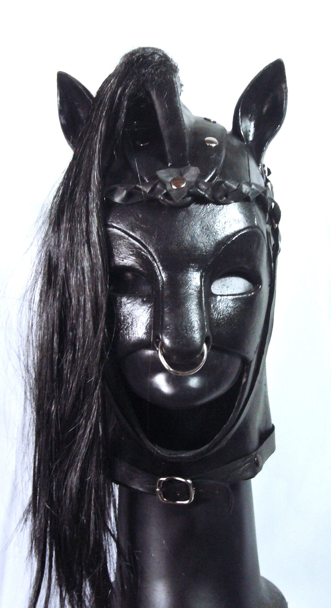 Pony Girl Latex Mask Black Female Horse Hood Bdsm Fetish | Etsy