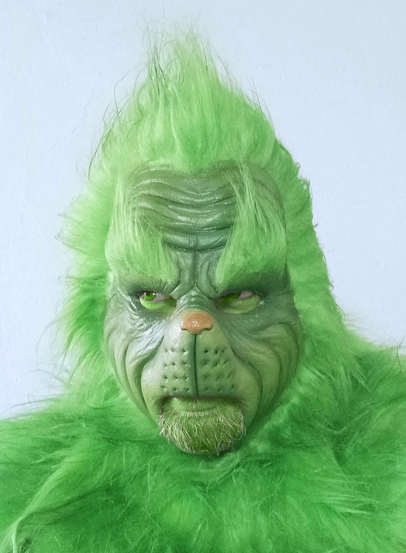 Grinch Latex Mask No Chin, Christmas Green Mask, Xmas Cosplay - Etsy