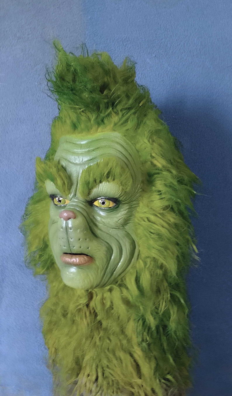 Grinch Mask With Latex Eyes Too, Greenish Yellow, Green Christmas Mask ...