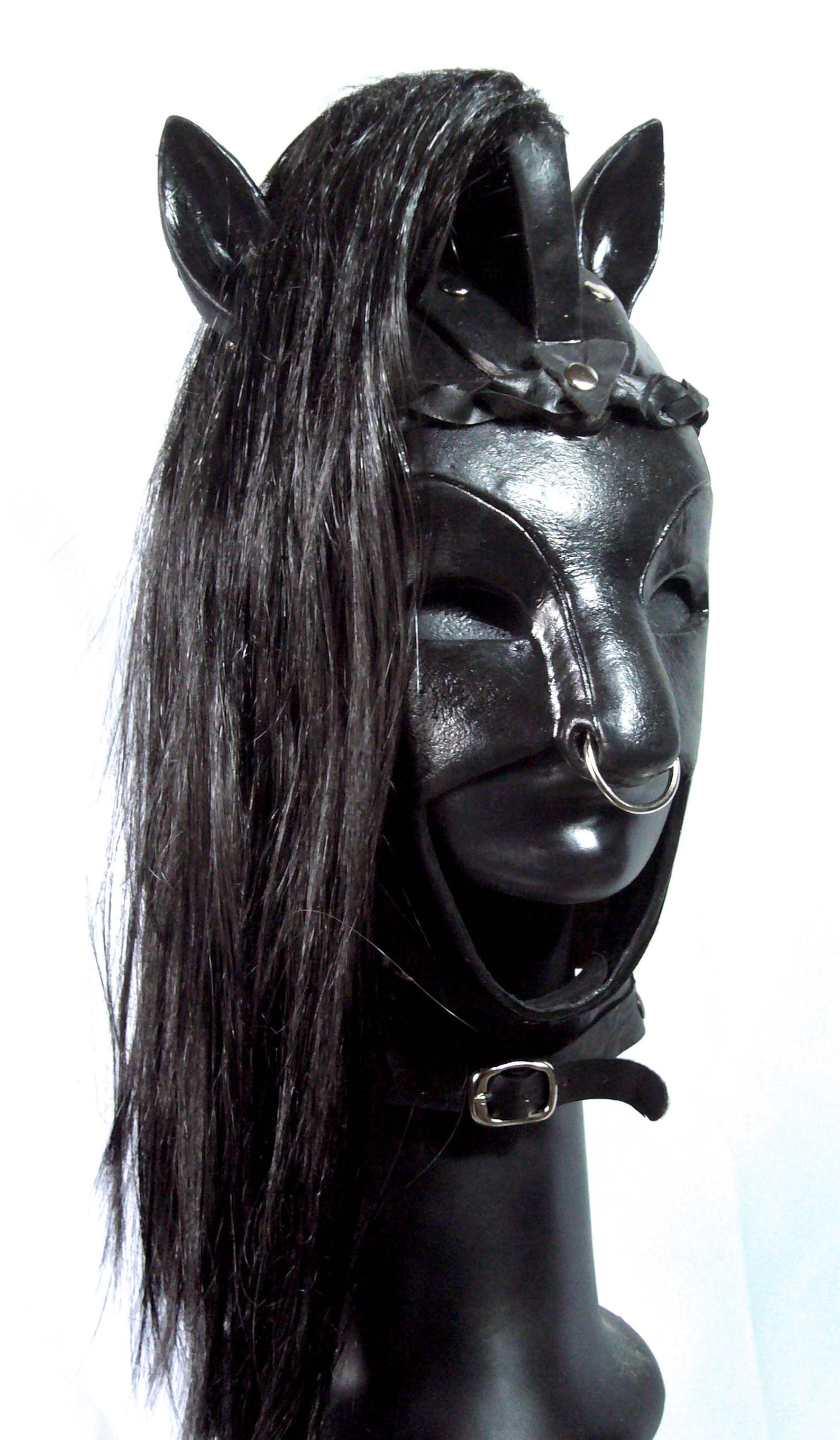 Pony Girl Latex Mask Black Female Horse Hood Bdsm Fetish - Etsy