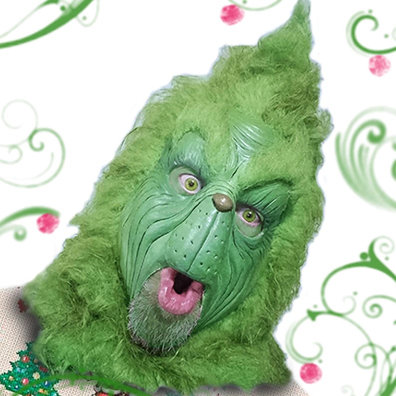 Grinch Latex Mask No Chin, Christmas Green Mask, Xmas Cosplay - Etsy
