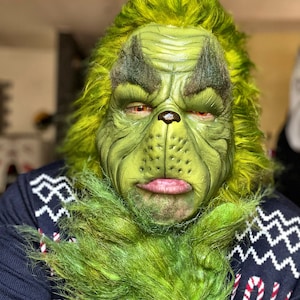 Grinch Latex Mask No Chin, Christmas Green Mask, Xmas Cosplay - Etsy