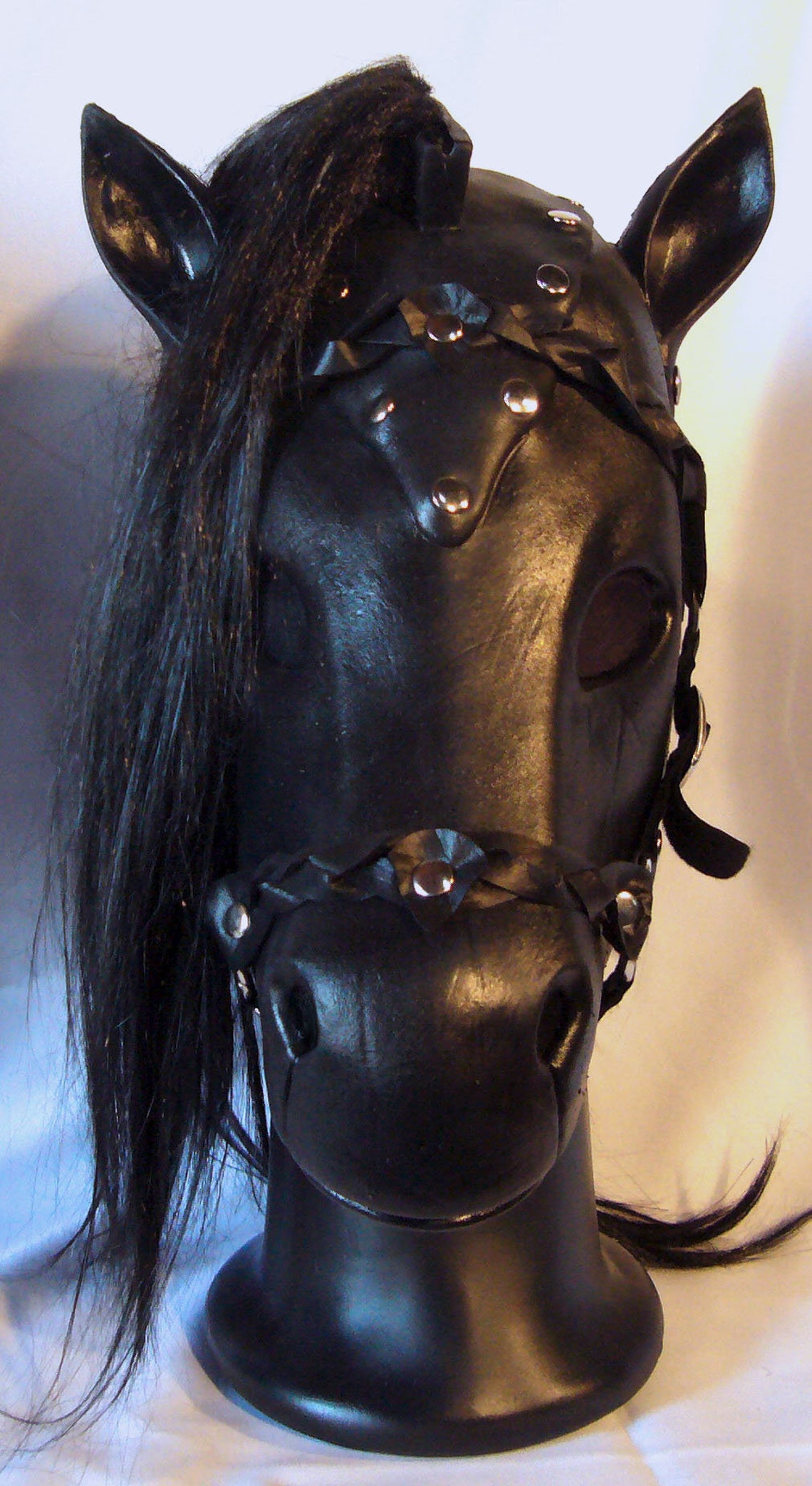 Pony Play Latex Mask Black Horse Hood Fetish Handmade | Etsy