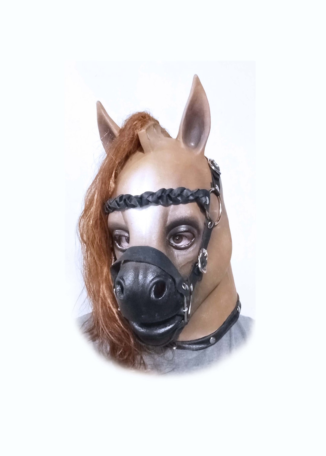 Pony Guy/ Girl, Pony Play Latex Mask, Without Eyes, Bay Color, Fetish ...