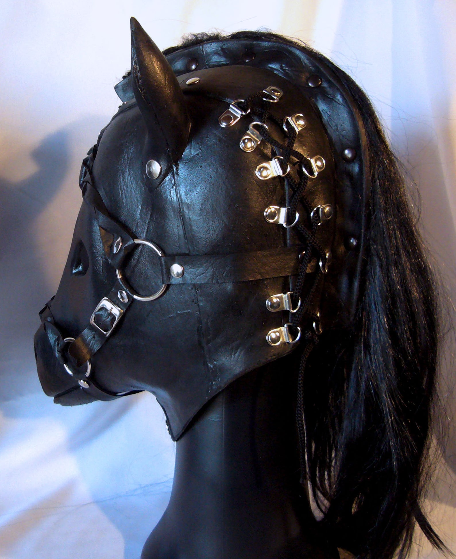 Pony Play Latex Mask Black Horse Hood Fetish Handmade | Etsy