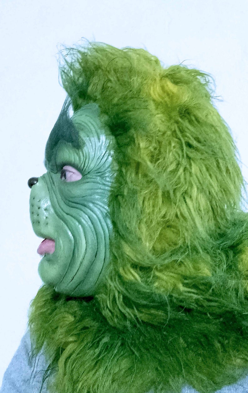 Grinch Latex Half Mask, Christmas Green Mask, Xmas Cosplay - Etsy