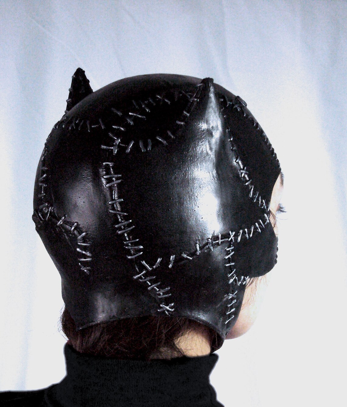 Cat Girl Latex Mask With Stitching Cosplay Comics Halloween Costume - Etsy