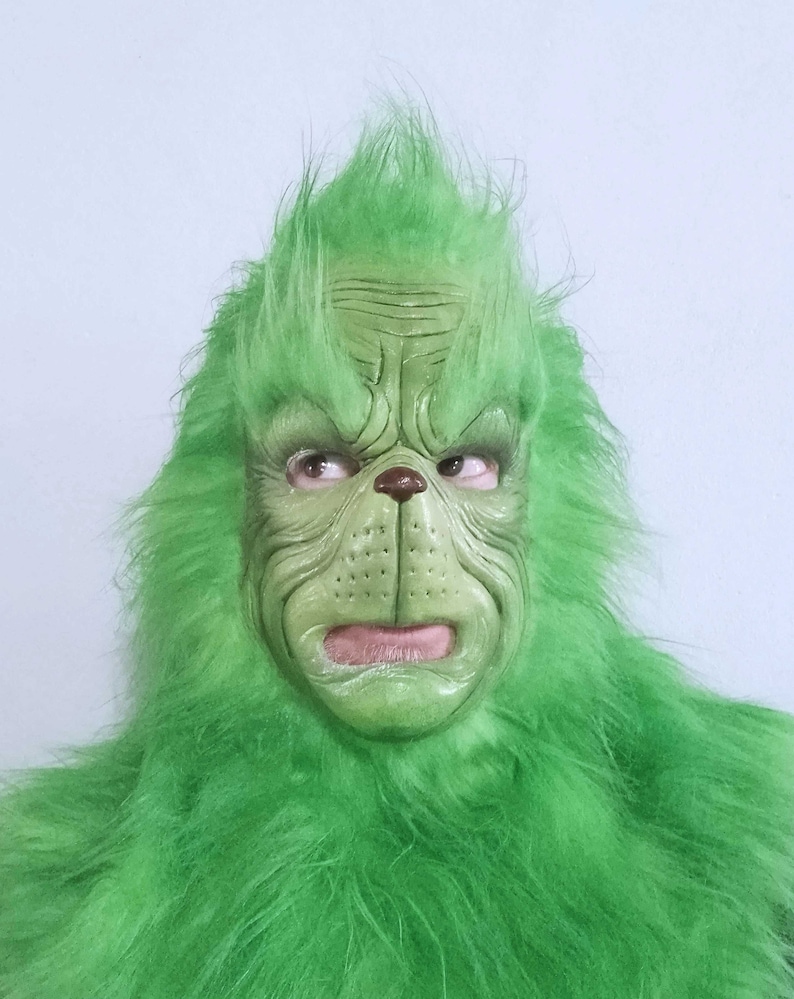 Grinch Latex Half Mask, Christmas Green Mask, Xmas Cosplay - Etsy