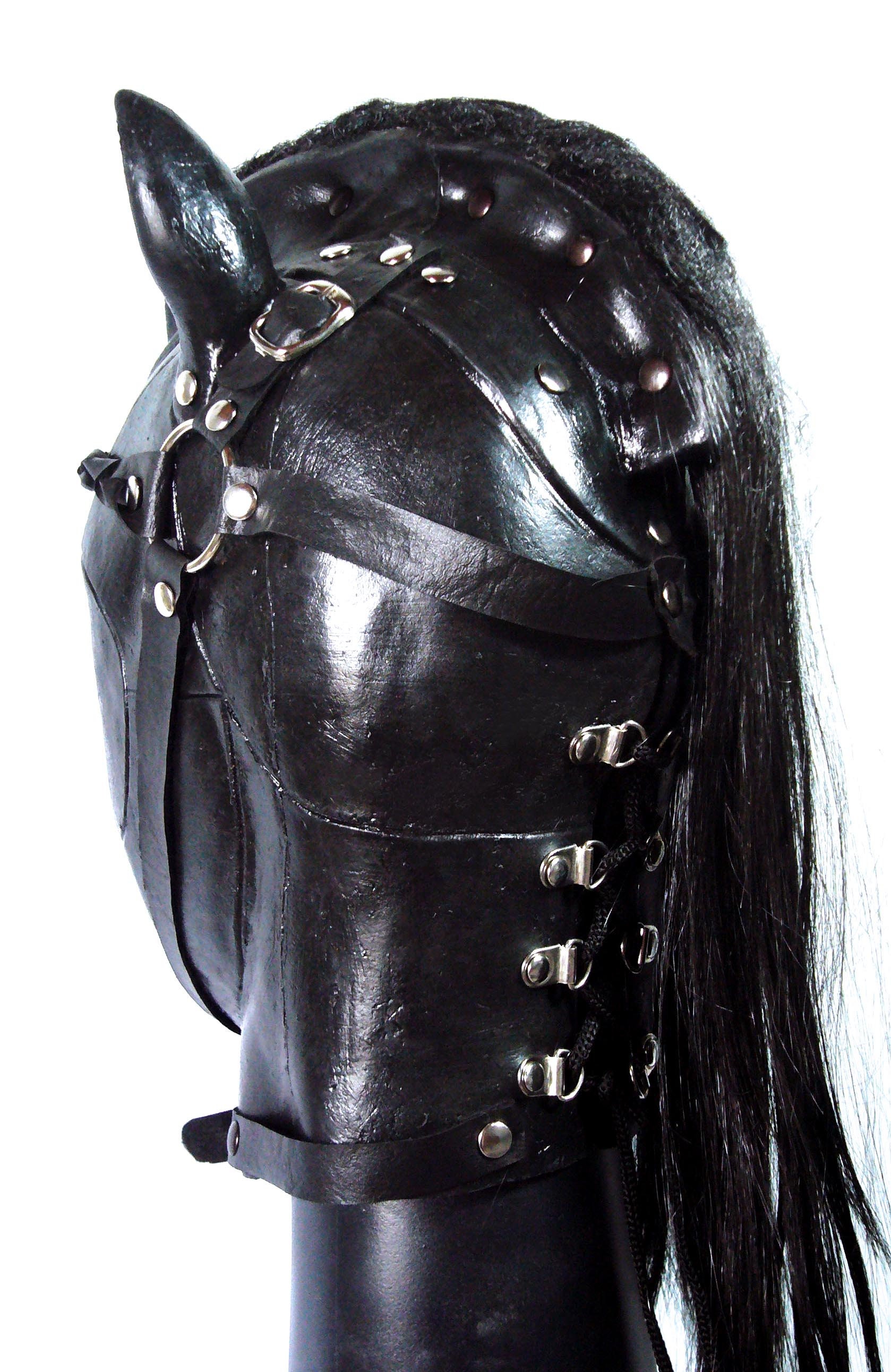 Pony Girl Latex Mask Black Female Horse Hood Bdsm Fetish | Etsy