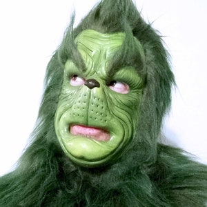 Grinch Latex Half Mask, Christmas Green Mask, Xmas Cosplay - Etsy
