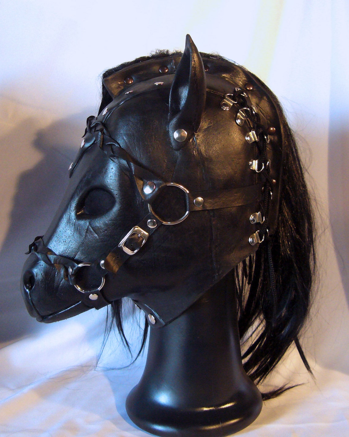 Pony Play Latex Mask, Black Horse Hood, Fetish Handmade, Animal Costume ...