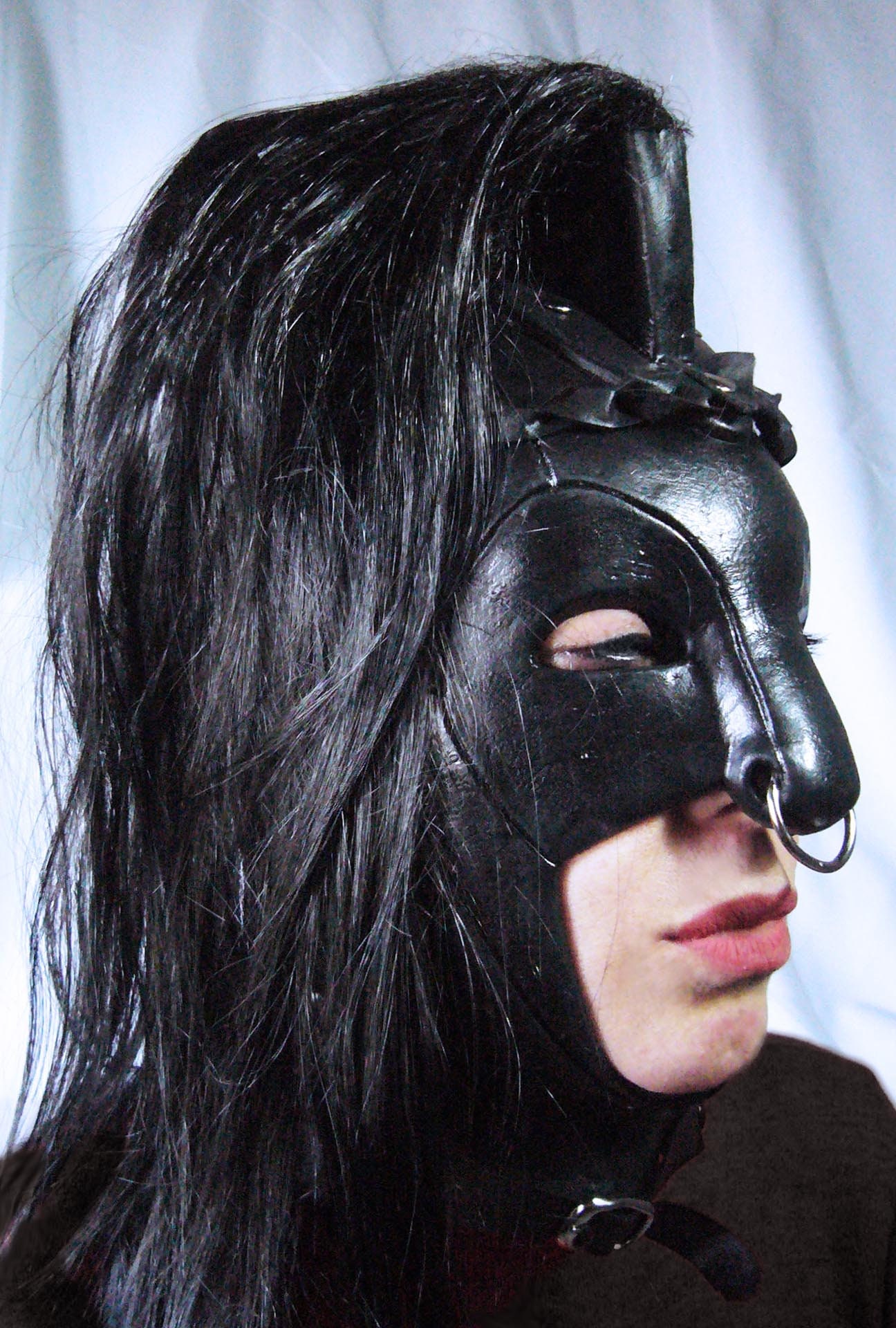 Pony Girl Latex Mask, Black Female Horse Hood, Bdsm Fetish Mask, Sexy ...