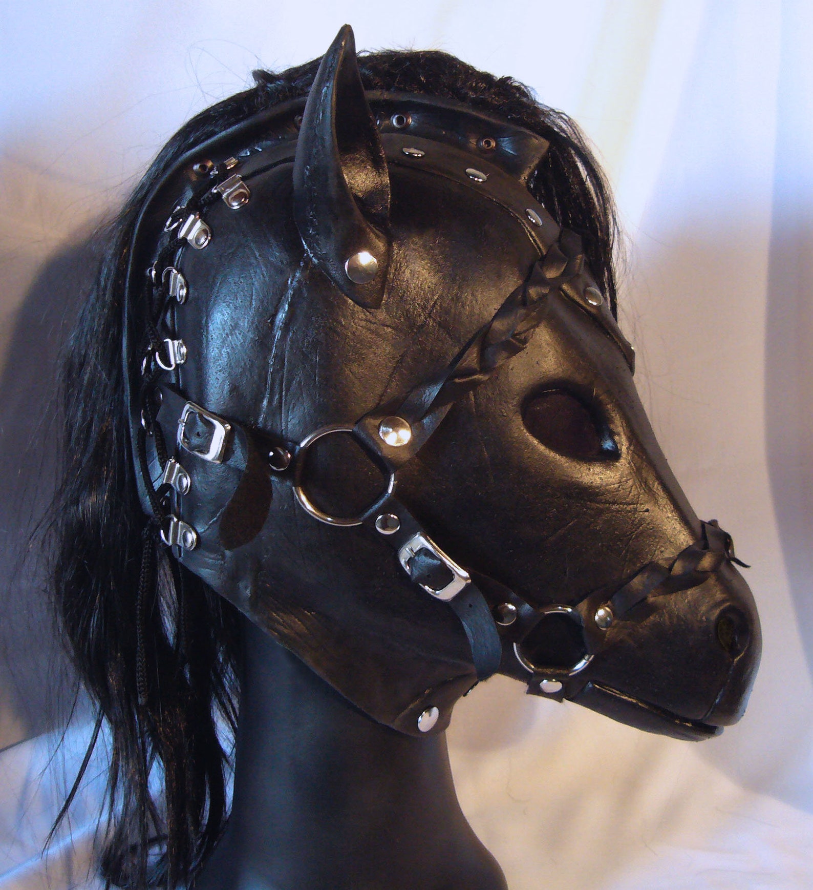 Pony Play Latex Mask Black Horse Hood Fetish Handmade - Etsy