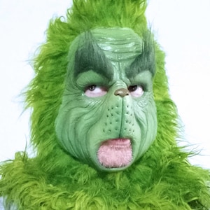 Grinch Latex Mask No Chin, Christmas Green Mask, Xmas Cosplay - Etsy