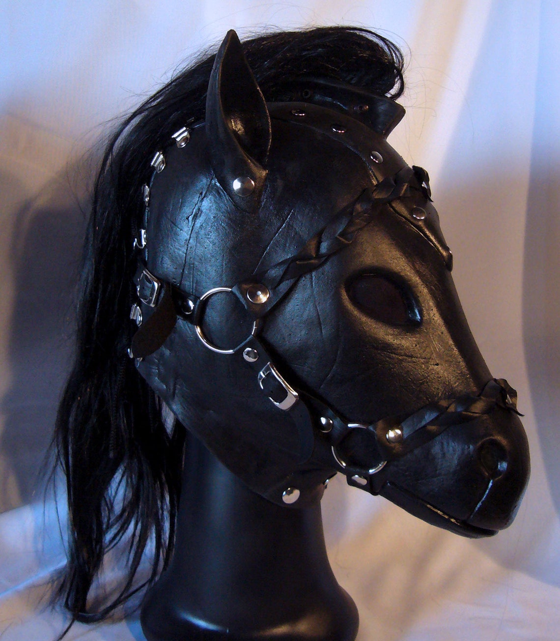 Pony Play Latex Mask Black Horse Hood Fetish Handmade | Etsy