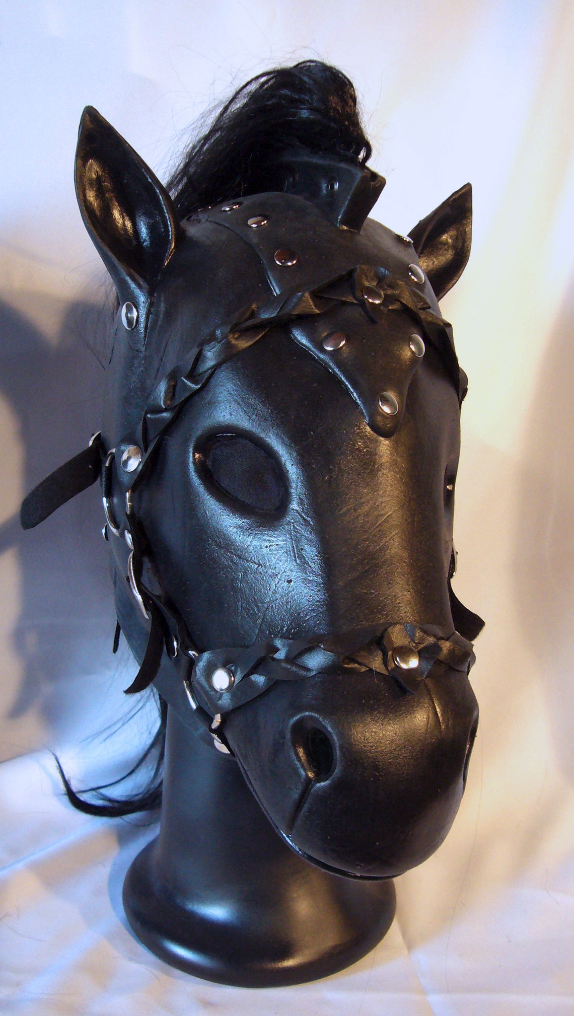 Pony Play Latex Mask, Black Horse Hood, Fetish Handmade, Animal Costume ...