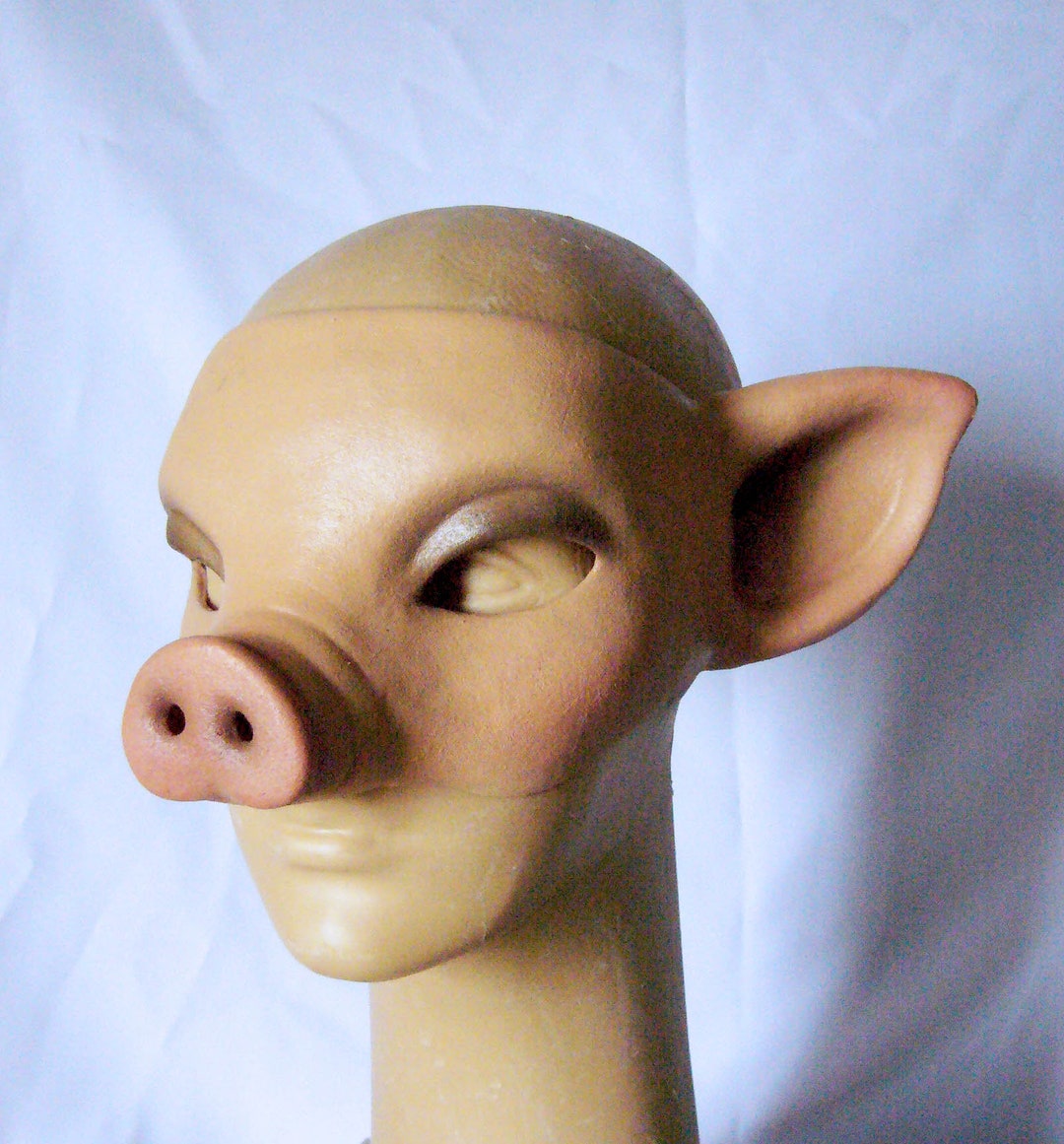 Piggy Half Mask, Pig Latex Mask, Skin Color or Black, Erotic Costume ...