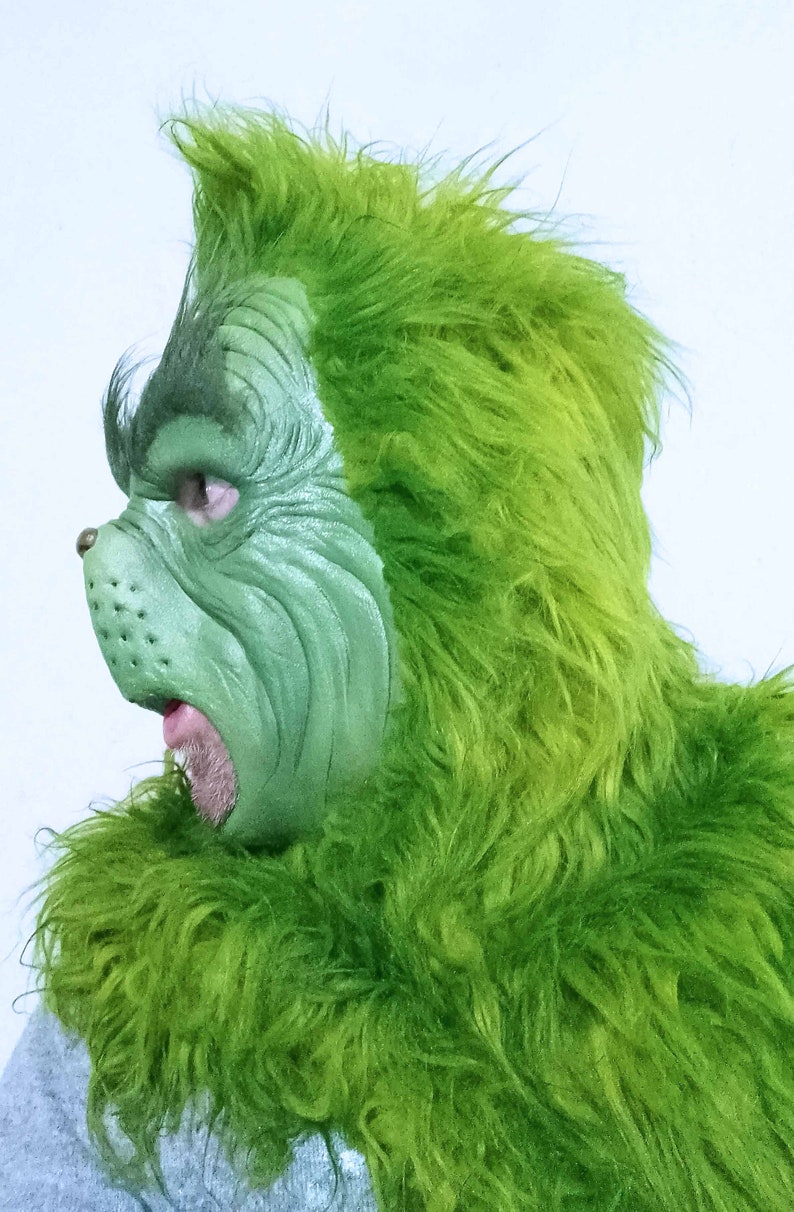 Grinch Latex Mask No Chin, Christmas Green Mask, Xmas Cosplay - Etsy