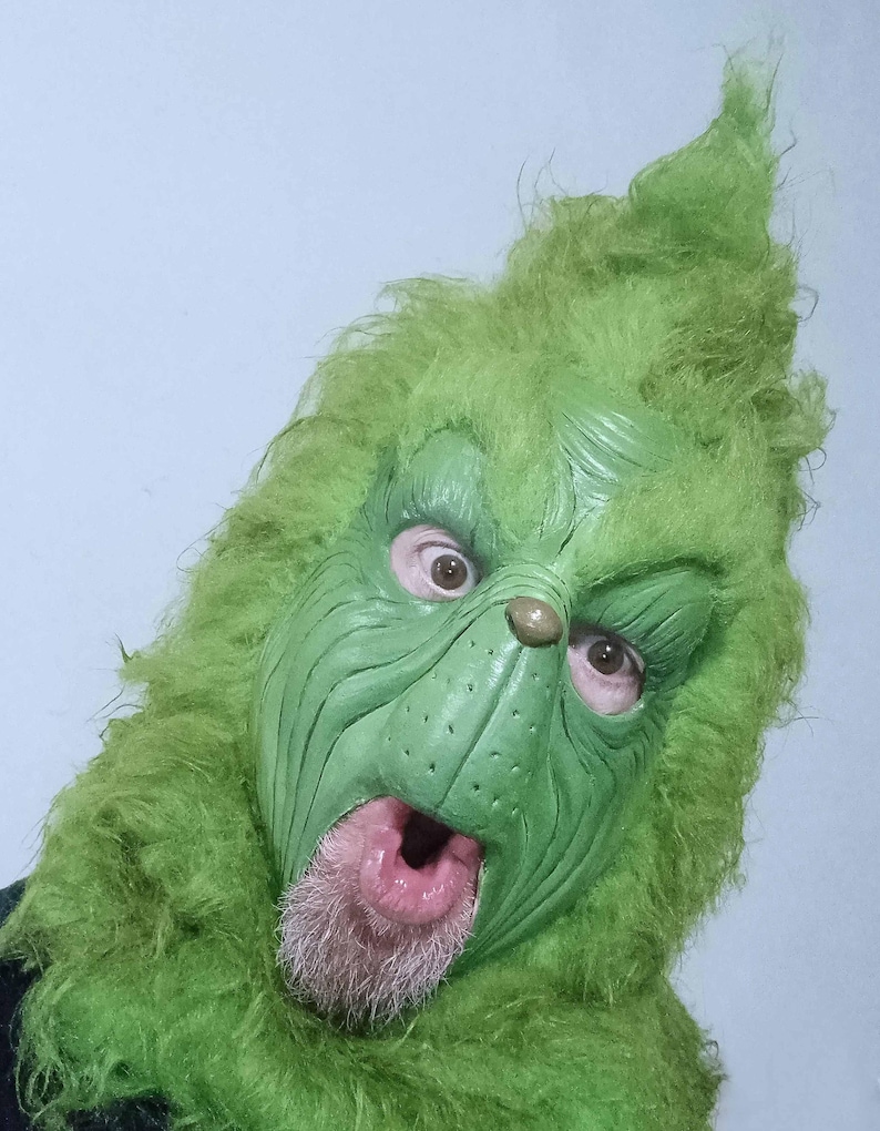 Grinch Latex Mask No Chin, Christmas Green Mask, Xmas Cosplay - Etsy