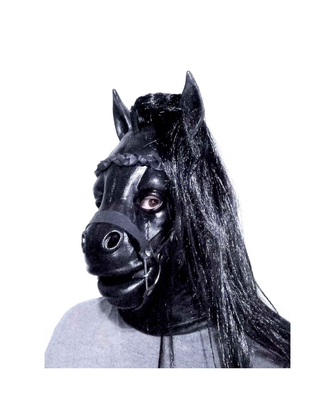 Pony Guy/ Girl, Pony Play Latex Mask, Without Eyes, Tighter to the Face ...