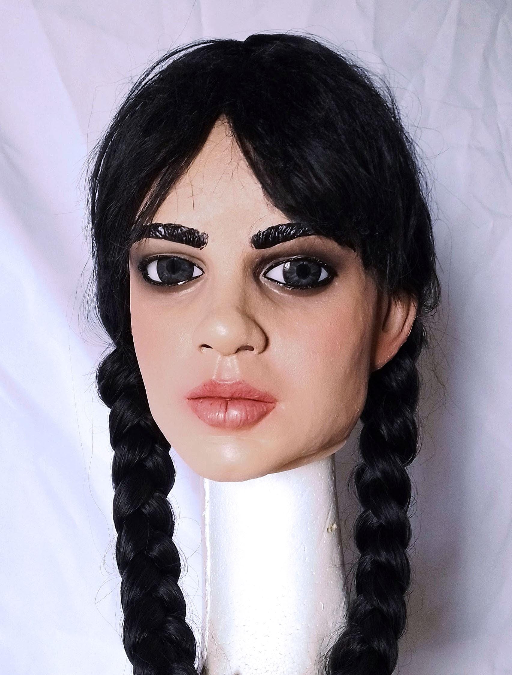 Gothic Emo Girl Latex Mask, Ad Family Costume, Family Halloween Cosplay ...