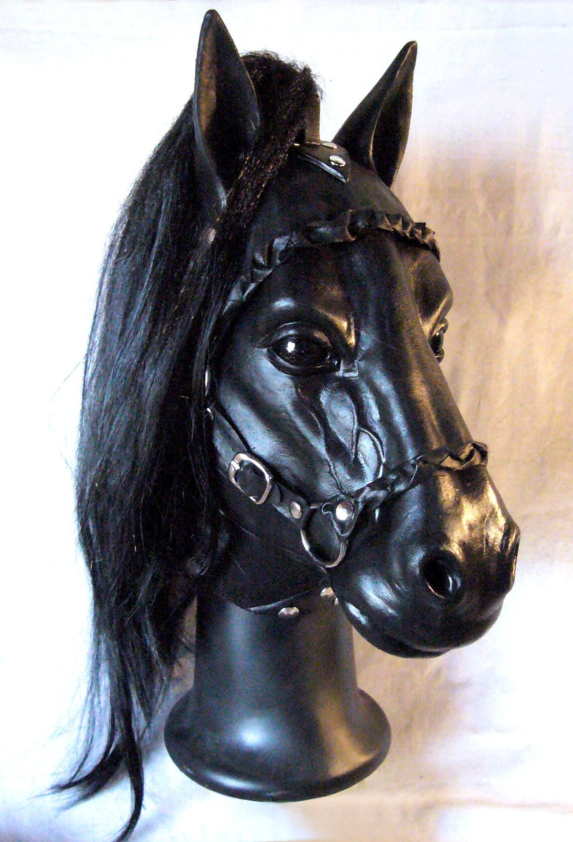 Pony Play Latex Mask, Black Horse Latex Hood, Fetish Handmade, Animal ...