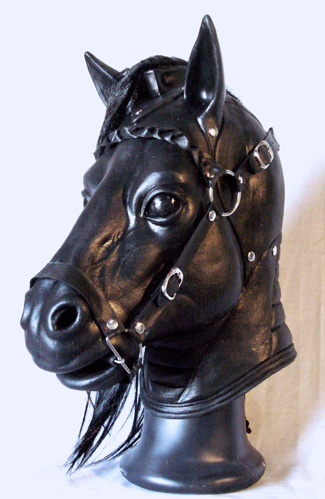 Pony Play Latex Mask Black Horse Latex Hood Fetish Handmade | Etsy UK
