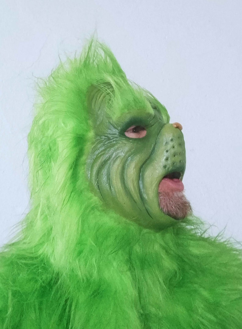 Grinch Latex Mask No Chin, Christmas Green Mask, Xmas Cosplay - Etsy