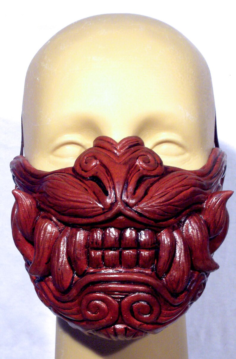 Latex Face Mask Foo Dog Chinese Lion Tattoo Style | Etsy