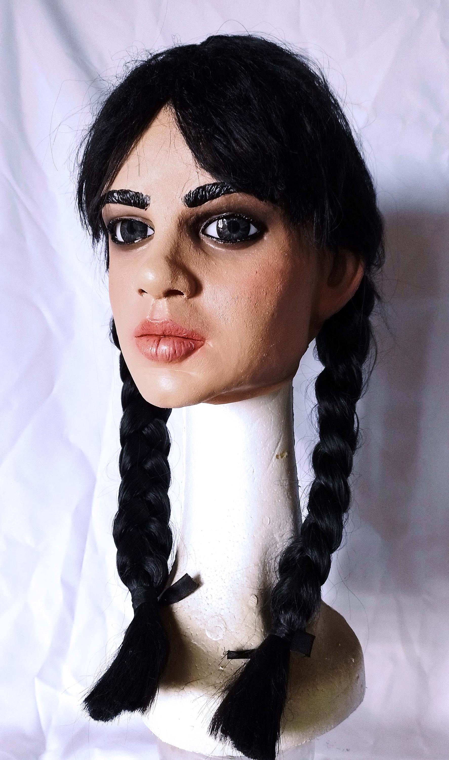 Gothic Emo Girl Latex Mask, Ad Family Costume, Family Halloween Cosplay ...