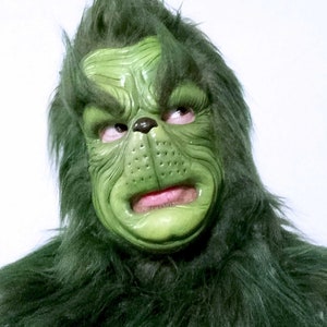 Grinch Latex Half Mask, Christmas Green Mask, Xmas Cosplay - Etsy