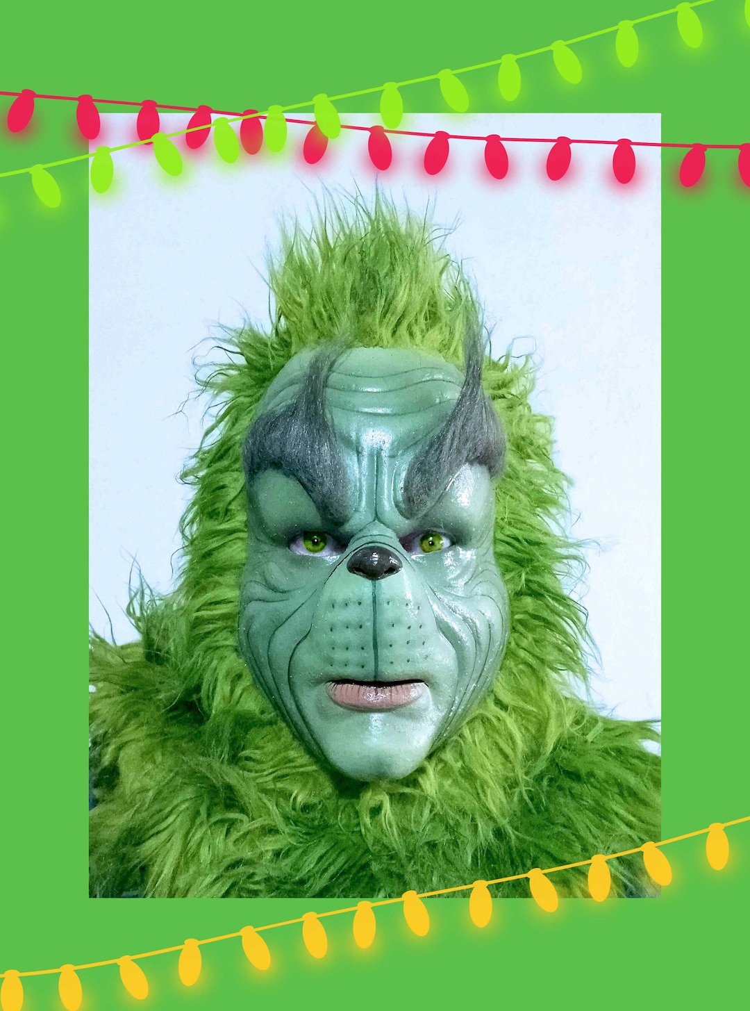 The Grinch Latex Mask Yellow Green, Jim Carrey Movie, Christmas Green ...