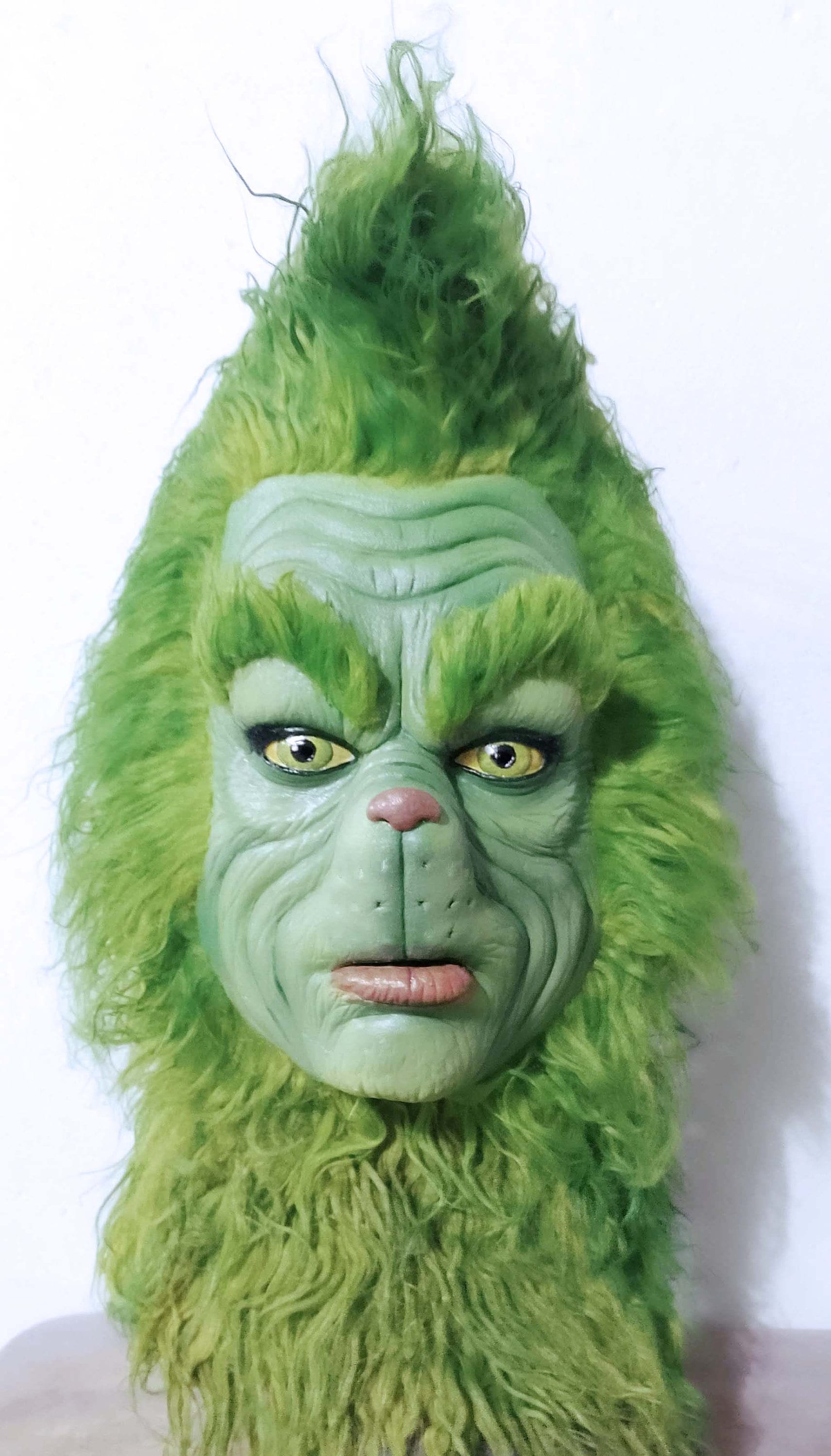 Grinch Mask With Latex Eyes Too, Greenish Yellow, Green Christmas Mask ...