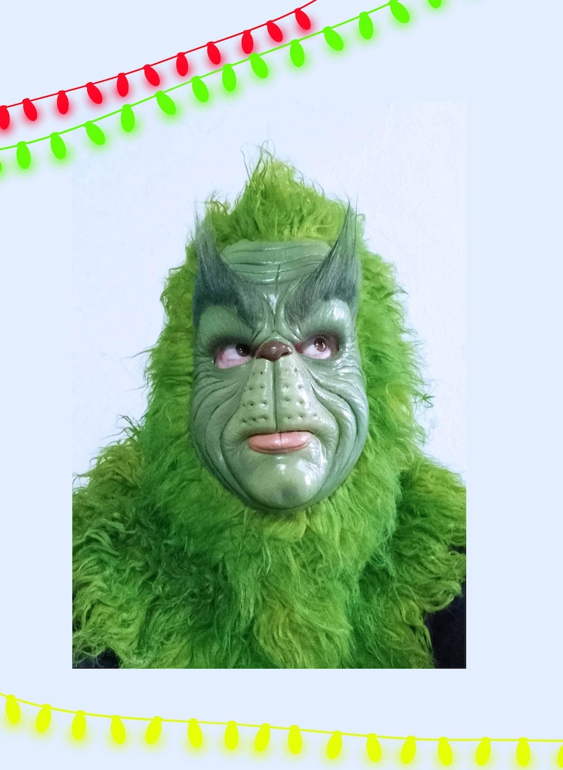 Grinch Latex Mask Version 2, Wider Inside, Yellow Green Fur, Original ...