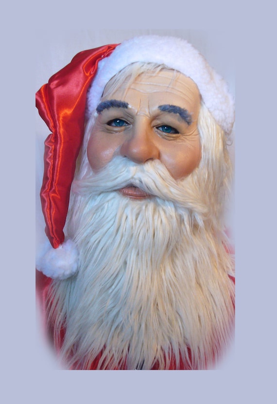Santa Claus Latex Half Mask Papa Noel Mask Red Xmas Cosplay - Etsy