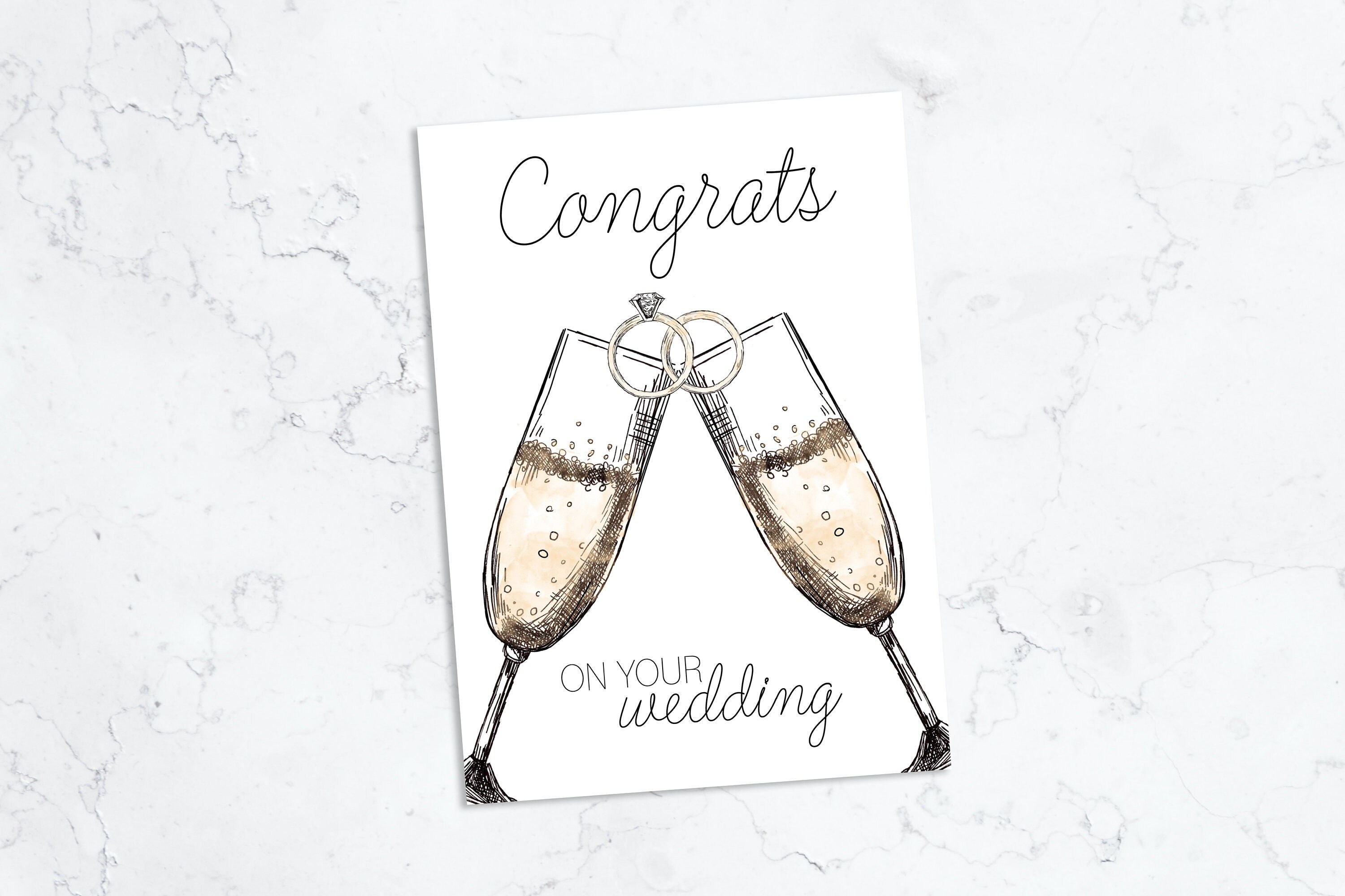 Printable Wedding Card, 5"x7" - Congrats on Your Wedding - Champange ...