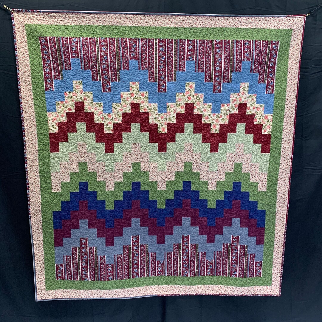 Maroon/blue/green Stripes Handmade Quilted Throw 59 X 64 - Etsy