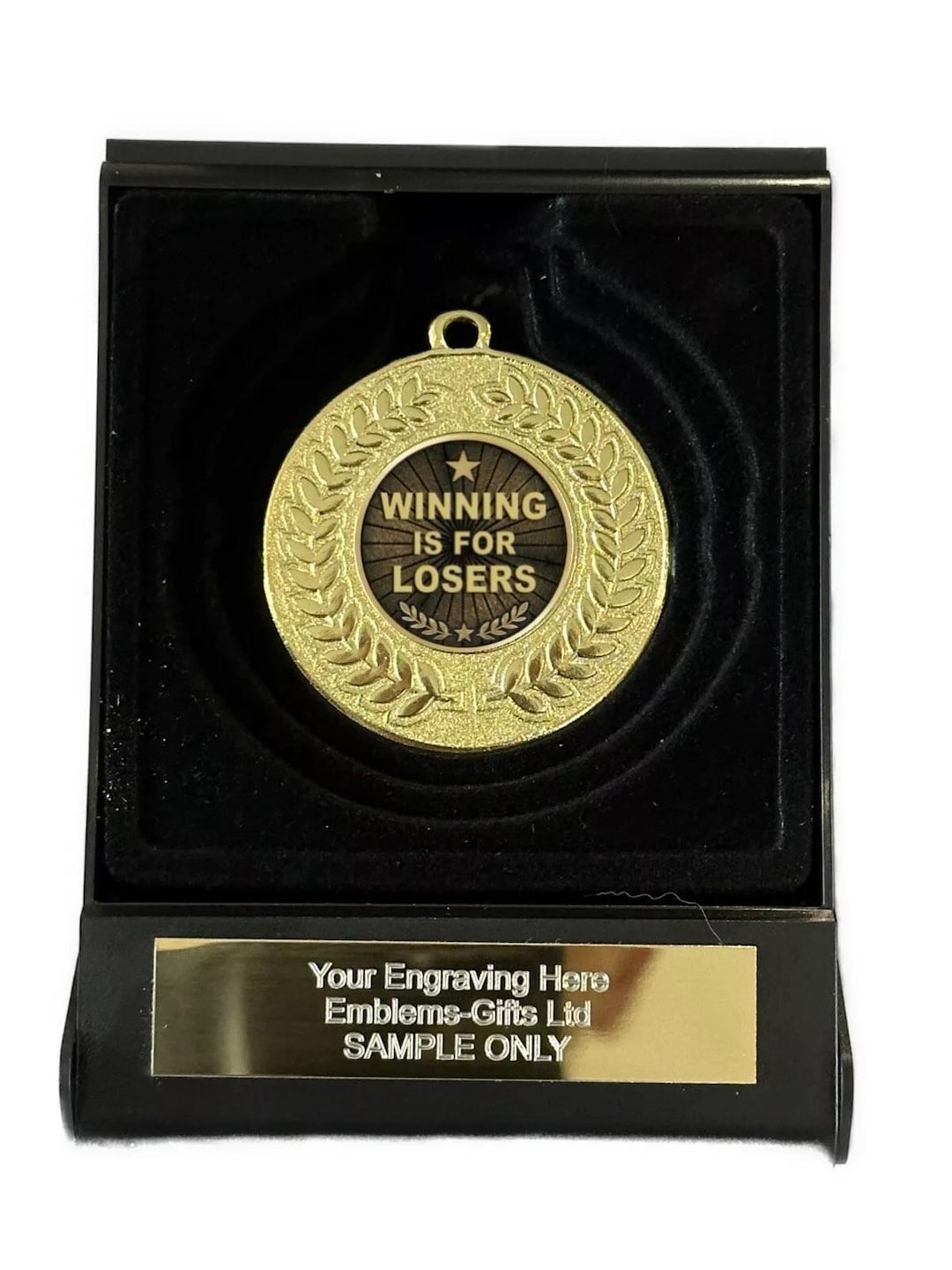 Winning is for Losers Award 50mm Gold Contour Medal in Box (A) Engraved ...