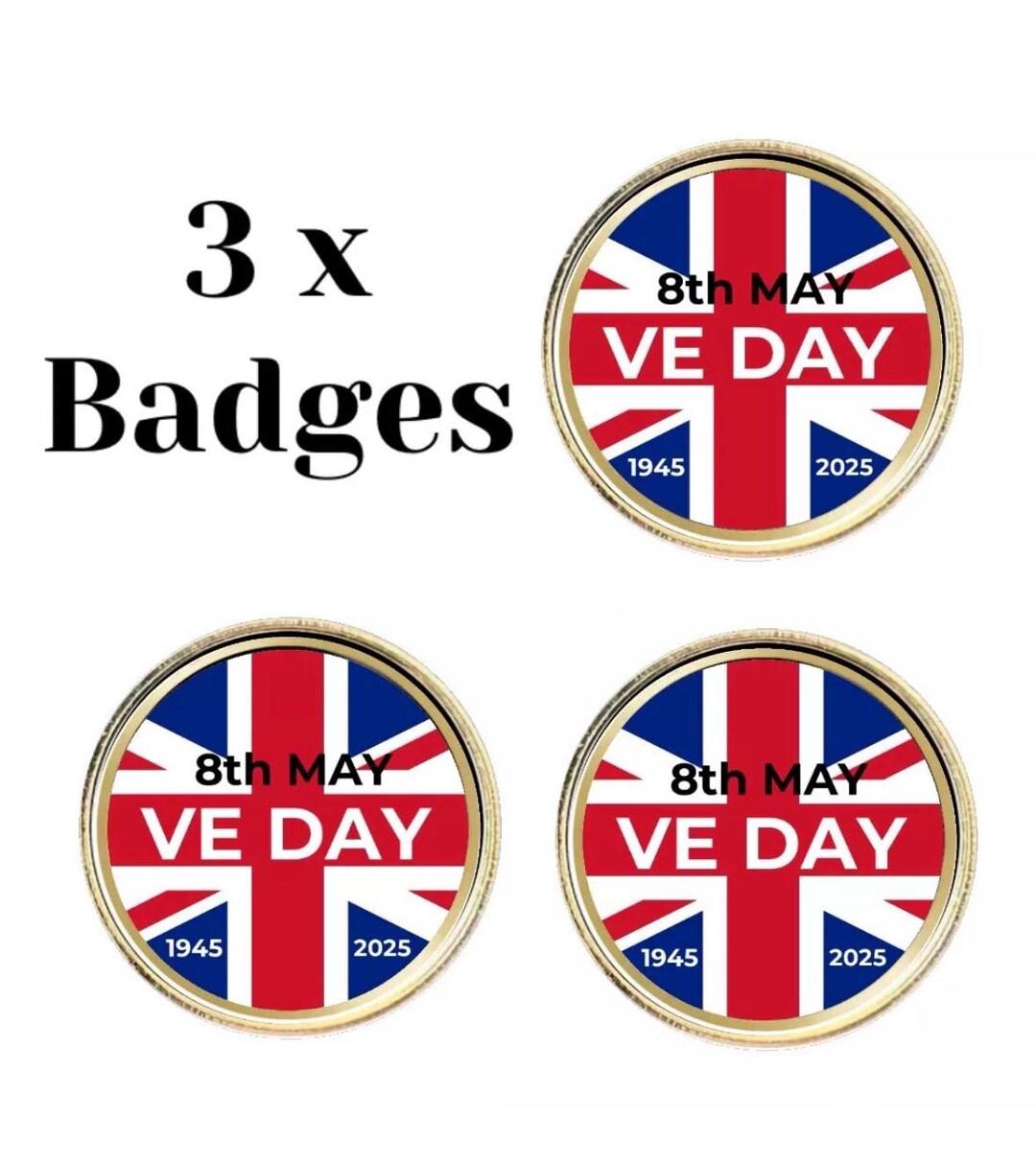 3 X Round VE Day 80th Anniversary 1945 - 2025 (BU) Lapel Pin Badges - Etsy